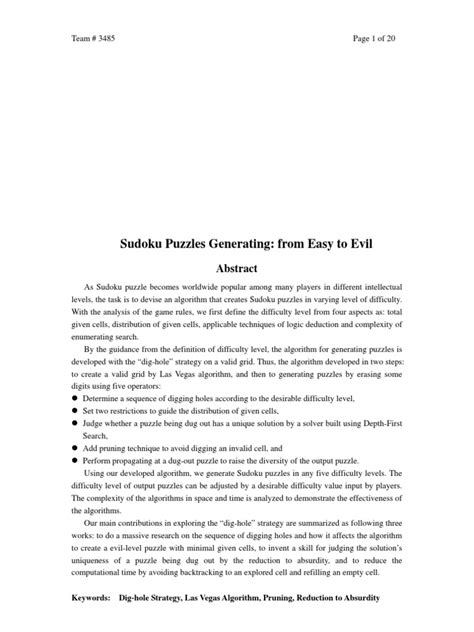 Sudoku Generation Pdf Time Complexity Algorithms
