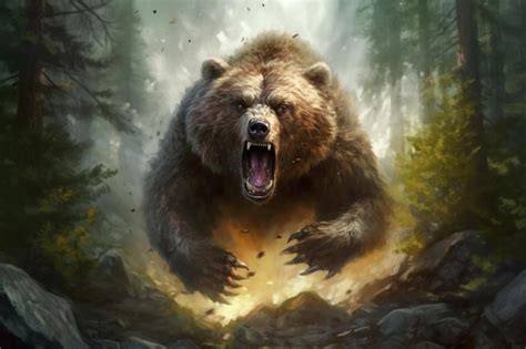Premium AI Image | A bear with a burning fire in the background