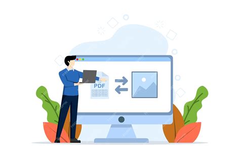 premium vector pdf conversion concept with screen of the process of