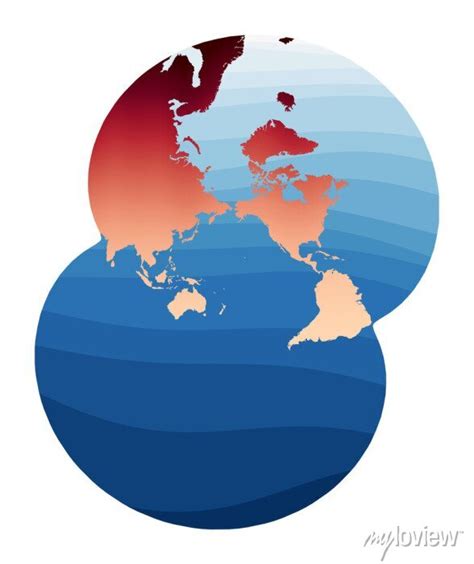 World Map Vector Modified Stereographic Projection For The Pacific • Wall Stickers Trendy Info