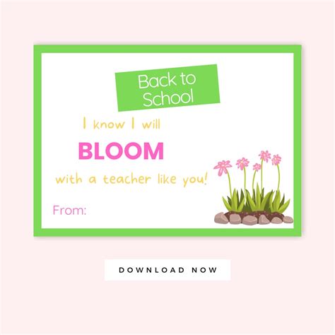 Printable Back To School Card For Teacher Back To School Notes For