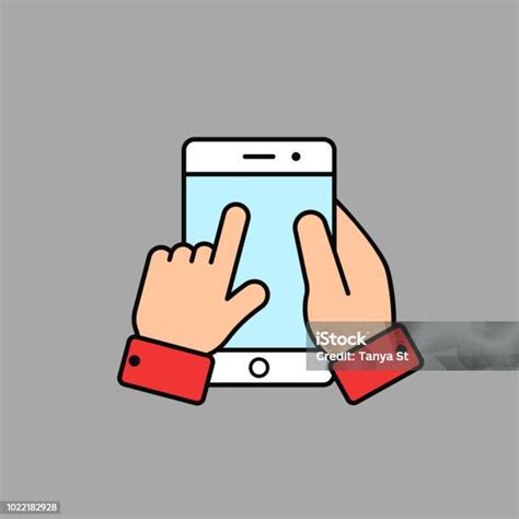 손을 잡고 빈 화면 아이콘을 만지고 스마트 폰 벡터 일러스트 레이 션 개념에 대한 스톡 벡터 아트 및 기타 이미지 개념 검은색 공란 Istock