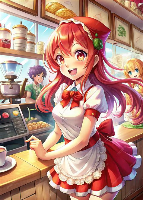 A Fashionable Anime Girl In A Cafe Illustration Premium Ai Generated