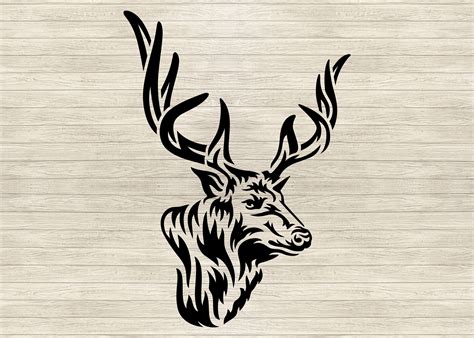 American Elk Head Side Face Stencil Svg Dxf Digital Instant Etsy