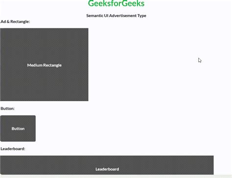 Semantic UI Advertisement Types GeeksforGeeks
