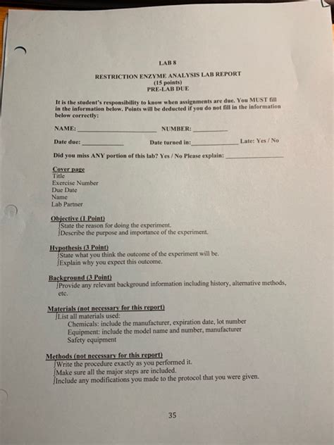 LAB 8 RESTRICTION ENZYME ANALYSIS LAB REPORT 15 Chegg Com