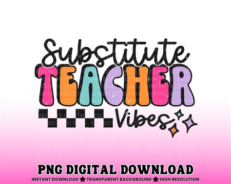 Checkered Substitute Teacher Png Retro Colorful Teach Shirt Design