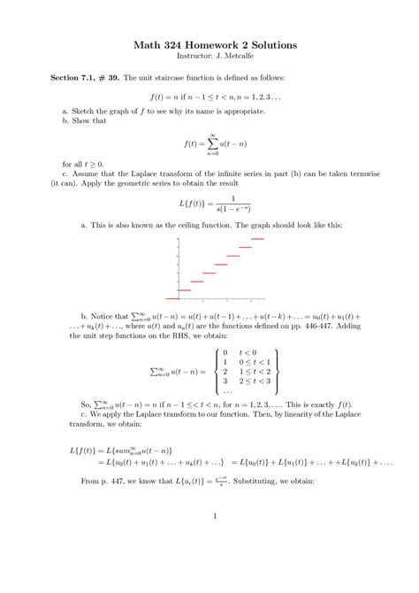 Homework 2 With Solutions Elementary Differential Equations Math 524 Docsity