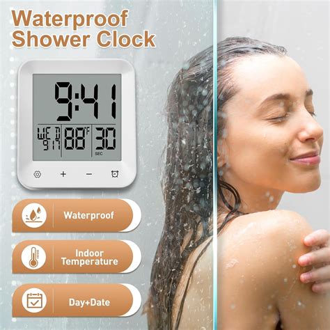 Junchi Waterproof Shower Clock With Timer Bathroom Wall Clock