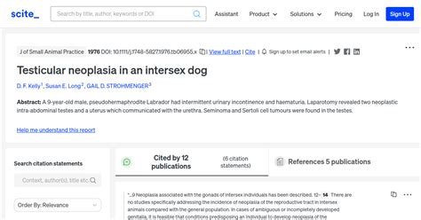 Testicular Neoplasia In An Intersex Dog