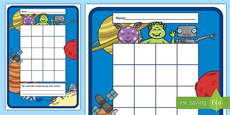Editable Space Sticker Stamp Reward Chart Twinkl