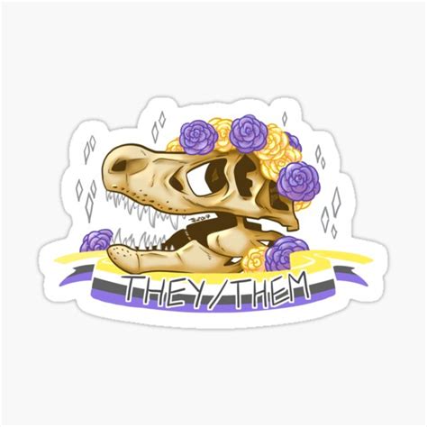 Dinosaur Pride Theythem Pronouns Sticker Sticker For Sale By