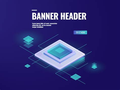 디지털 기술 서버 룸 아이소 메트릭 아이콘 컴퓨터 중앙 프로세서 Cpu 무료 벡터