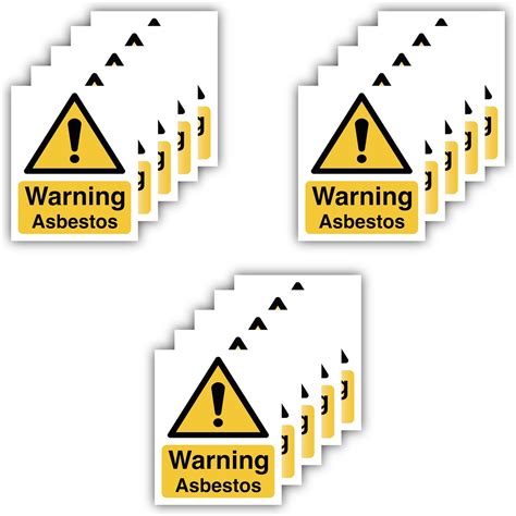 11cm X 9cm Pack Of 15 Self Adhesive Warning Asbestos Stickers Vinyl
