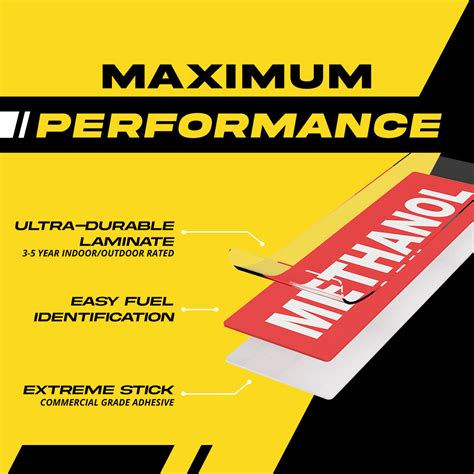 Methanol Warning Stickers 6x2 Safety Labels