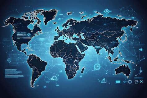 Premium Photo Global Network Security World Map Vector Illustration
