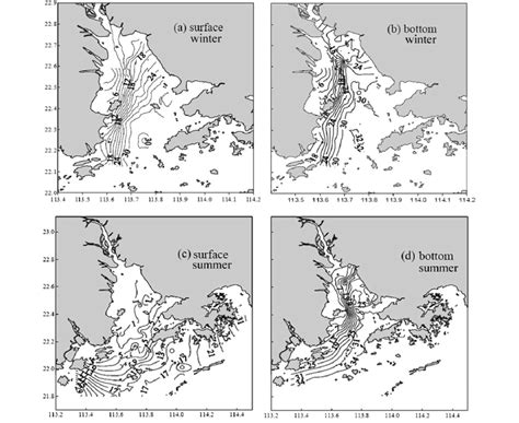 Observed A And B Surface And Bottom Salinity On January 17 24 2000