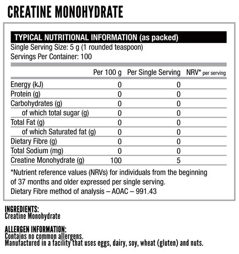 Nutritech Creatine Monohydrate 500g 100 Servings Nutritech Supplements South Africa