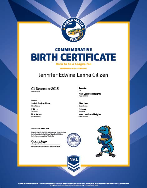 Commemorative Birth Certificate Designs NSW Government