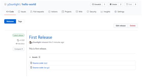 Github タグとリリースの作成 Ground Sunlight