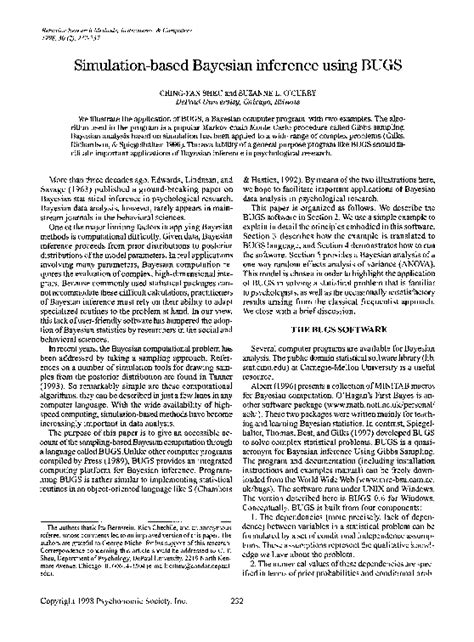 Pdf Simulation Based Bayesian Inference Using Bugs