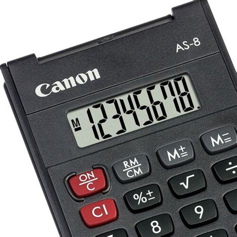Canon As 8 Calculator Handheld Battery Power 8 Digit 3 Memory Keys Dark