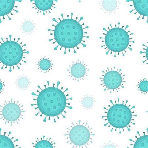 Premium Vector Blue Virus Molecules Seamless Pattern