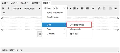 Working With Tables Tinymce Rich Text Editor Branch Cms Documentation