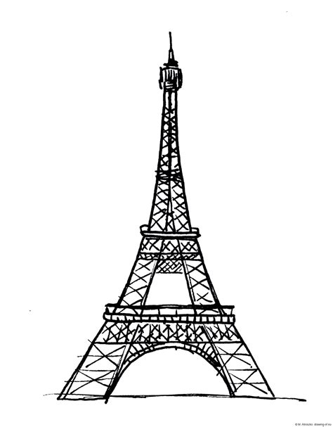 Drawing Of Eiffel Tower Line Art Illustrations