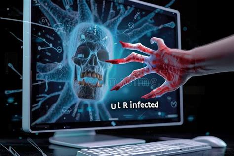 Computer Monitor Showing Virus Alert Stock Illustration Illustration