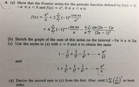 Solved Show That The Fourier Series For The Periodic