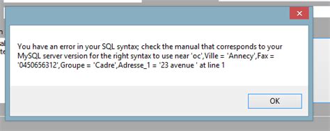 Débutant l Apostrophe dans MYSQL C
