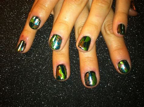 Shellac Nail Polish With Girly Camo Foil Shellac Nail Polish Nails