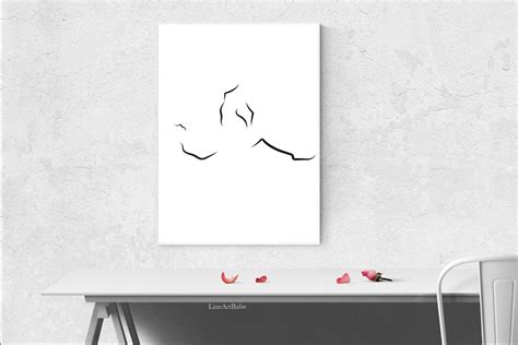 Minimalist Sex Position Line Art Abstract Erotic Poster Bed Room Nudity Naked Lovers Drawing