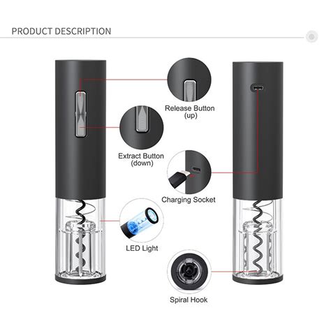 Електрически тирбушон Elpa Epg 220623 презареждаем аксесоар за рязане на фолио 4 Ni Mh