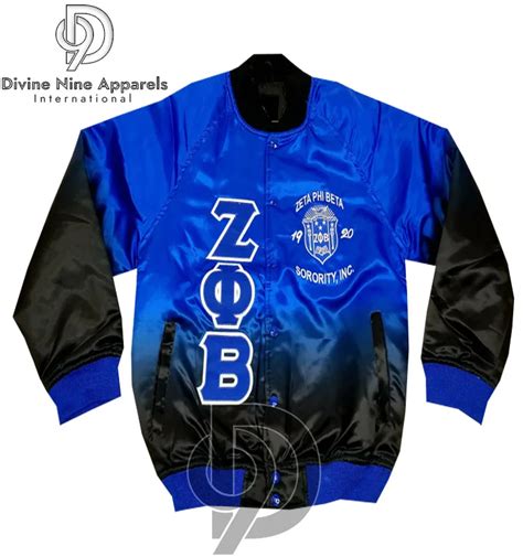 Zeta Phi Beta Varsity Jacket Custom Made Embroidered Crest And Letters Greek Sorority Finer Women