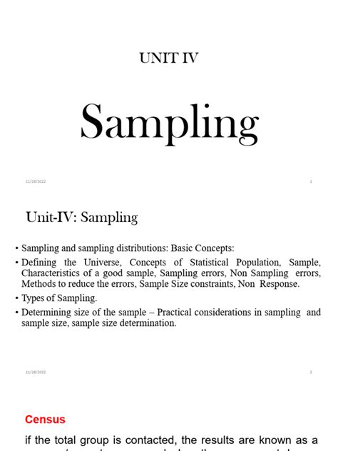 Brm Unit 4 Sampling Pdf Sampling Statistics Sample Size Determination