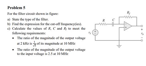 Solved For The Filter Circuit Shown In Figure A State The