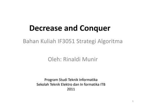 Decrease And Conquer In Analysis Of Algorithmspptx