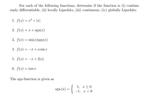 solved for each of the following functions determine if the