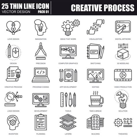 Creative Process And Project Workflow Icons Stock Vector Image By