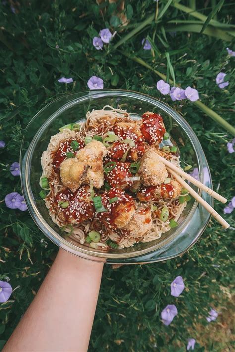 Vegan And Gluten Free Sweet And Sour Crunchy Cauliflower Noodles