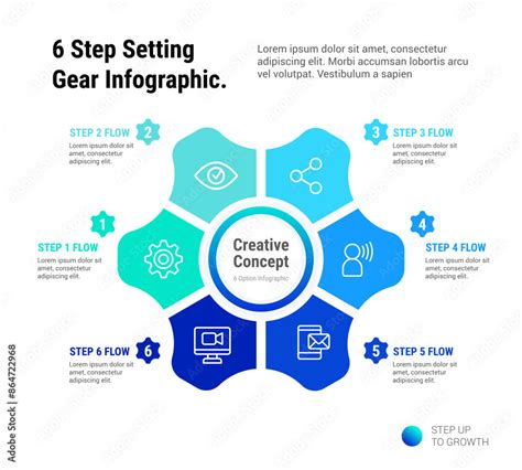 6 Step Setting Gear Infographic Template Gear With Six Elements Parts