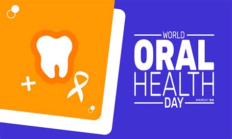 세계 구강 건강의 날 3월 20일 이 휴일 테마 디자인은 배경 배너 인사말 카드 텍스트 비문이 있는 포스터 클래식 소셜 미디어 게시물에 적합합니다 0명에 대한 스톡 벡터