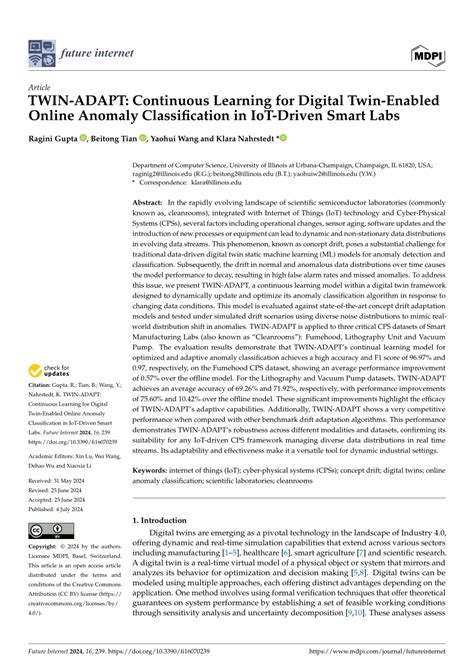 Pdf Twin Adapt Continuous Learning For Digital Twin Enabled Online Anomaly Classification In