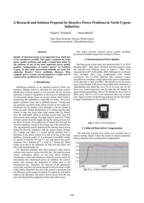 Pdf A Research And Solution Proposal For Reactive Power Problems In North Cyprus Industries