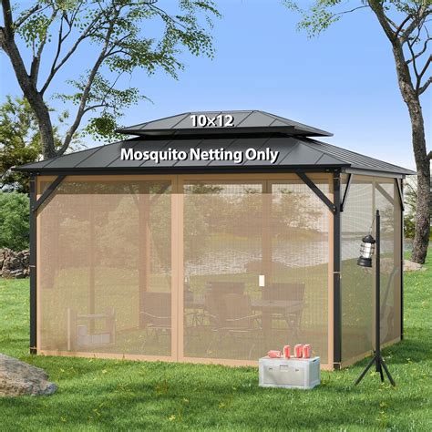 Gazebo Netting Replacement 10x12 Universal Mosquito Netting Gazebo Mesh With Zipper Screen