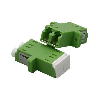 LC APC Auto Inner Shutter Avoid Laser Adapter Duplex Single Mode One Piece Type Green Plastic