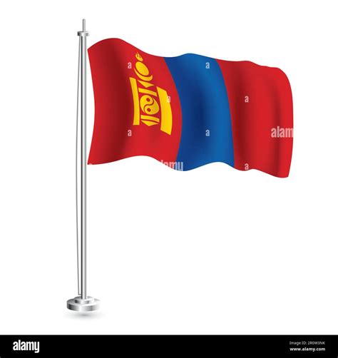 Mongolian Flag Isolated Realistic Wave Flag Of Mongolia Country On