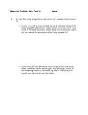 Genetics Problem Set Part Docx Genetics Problem Set Part Name In Fruit Flies Long